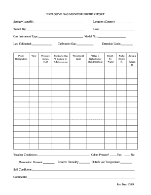 Fillable Online epa state oh Explosive Gas Monitor Probe Report Form ...