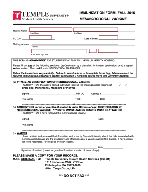 Fillable Online IMMUNIZATION FORM Measles, Mumps, and Rubella (MMR ... Fax Email Print - pdfFiller