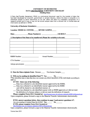 Fillable Online rochester Sending Data - DUA - University of Rochester Fax Email Print - pdfFiller