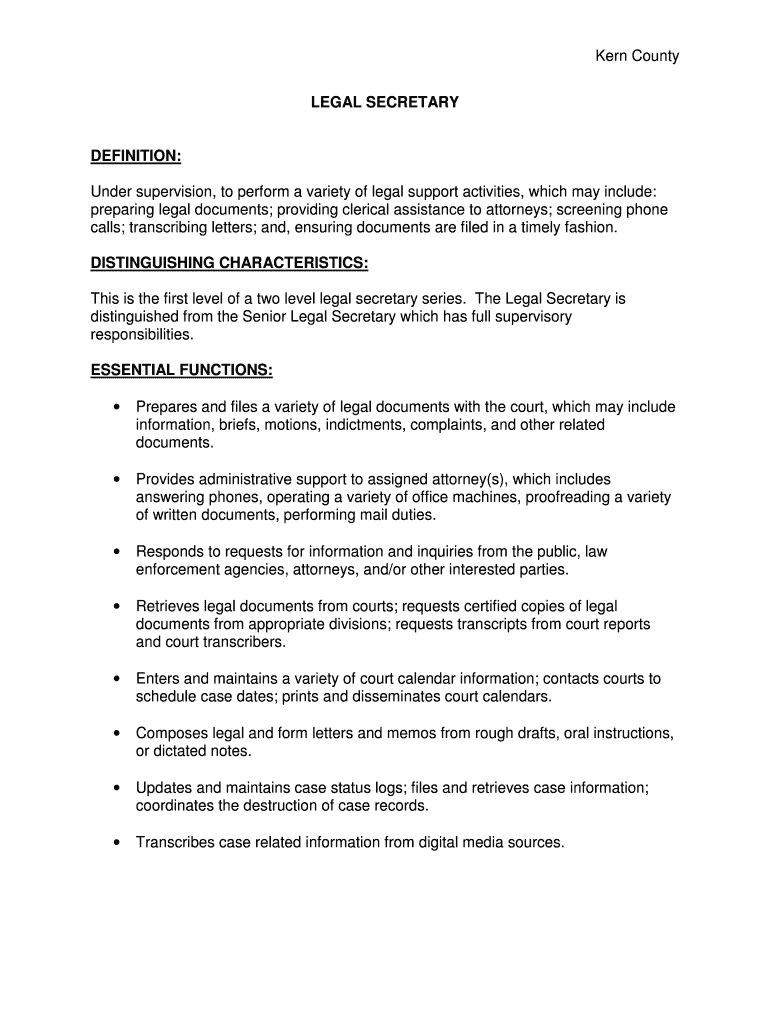 Fillable Online Under supervision, to perform a variety of legal ...