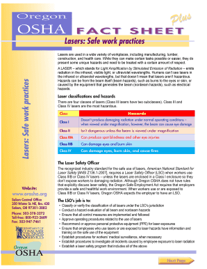 Fillable Online orosha OSHA FACT SHEET Lasers: Safe work practices ...
