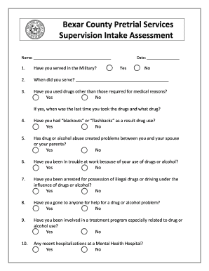 Fillable Online gov bexar Supervision Intake Assessment Questionnaire - gov bexar Fax Email ...