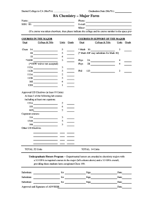 Fillable Online sjsu B.A. Chemistry Major Form (pdf) Fax Email Print ...