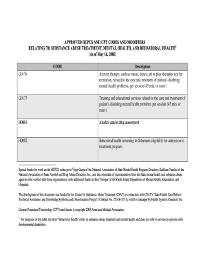 Fillable Online APPROVED HCPCS AND CPT CODES AND MODIFIERS Fax Email ...