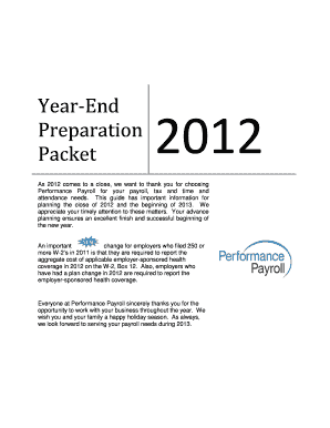 Fillable Online Year-End Preparation Packet - Performance Payroll Fax ...