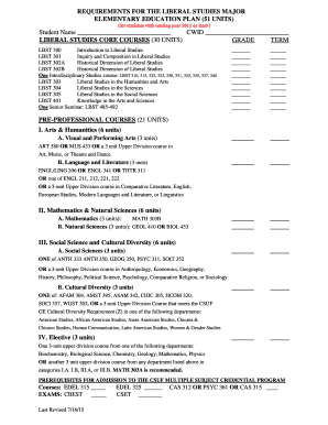 Fillable Online lbst fullerton Elementary Education Plan requirements ...