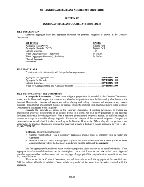 Fillable Online ksdot 305 AGGREGATE BASE AND AGGREGATE SHOULDERS Fax ...