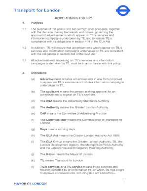Fillable Online TFL Advertising Policy - Transport for London Fax Email ...