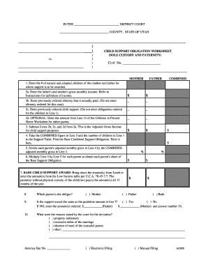Fillable Online C. Sole Custody Worksheet 6/2000 Fax Email Print ...