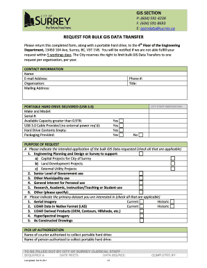 Fillable Online City of Surrey Bulk GIS Data Transfer Request Form Fax ...