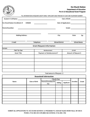 Fillable Online Pre K-12 Application - Ho-Chunk Nation Fax Email Print - pdfFiller