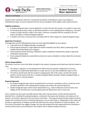 Fillable Online spu Student Designed Major Application - spu Fax Email ...