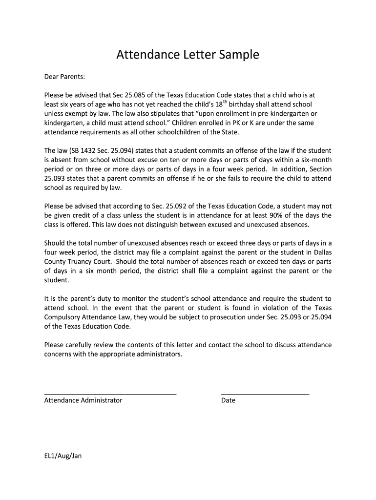 Fillable Online mesquiteisd Attendance Letter Sample Fax Email Print ...