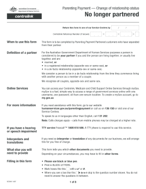 Fillable Online humanservices gov Parenting Payment Change of ...