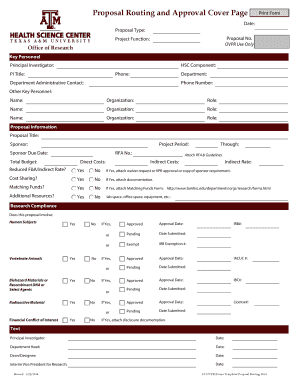 Fillable Online tamhsc Proposal Routing and Approval Cover Page Fax ...