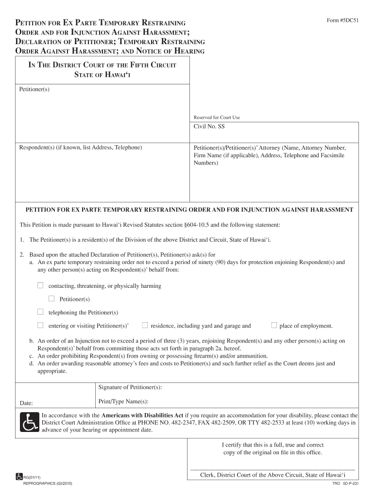 Fillable Online Order and for Injunction Against Harassment Fax Email ...