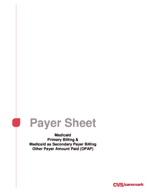 Fillable Online Payer Sheet Medicaid Primary Billing & Fax Email Print ...