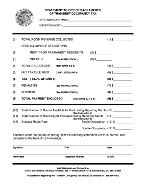 Fillable Online TOT forms - City of Sacramento Fax Email Print - pdfFiller