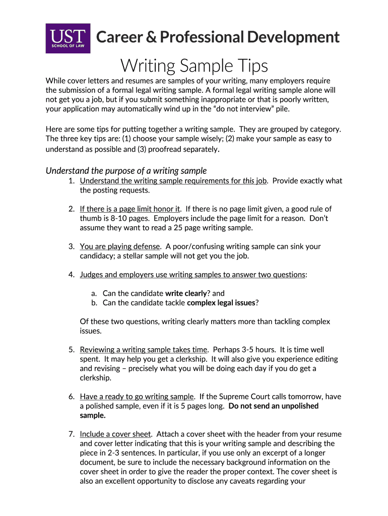 Fillable Online Writing Sample Tips Fax Email Print - pdfFiller