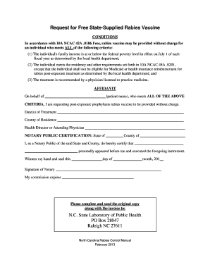 Fillable Online DHHS Form - Request for Free State-Supplied Rabies ...