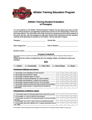 Fillable Online mwsu Preceptor and Clinical Site Evaluation Forms ...