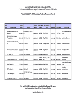 Fillable Online tampagov SLBE Underutilized Subcontractor Contact List ...
