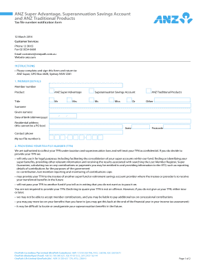 Fillable Online Tax File Number Notification Form - ANZ Fax Email Print ...
