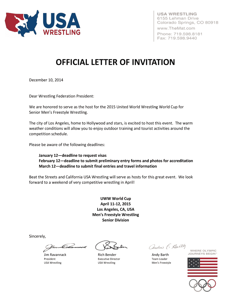 Fillable Online 2015 World Cup Invitation & Regulation Forms Fax Email ...