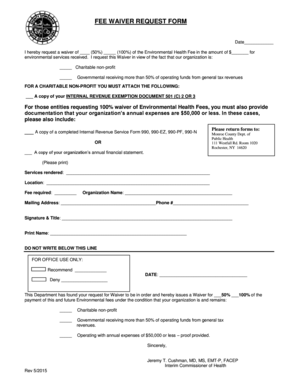 Fillable Online www2 monroecounty I hereby request a waiver of (50% ...