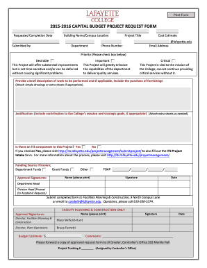 Fillable Online facilitiesplanning lafayette Capital Project Request ...