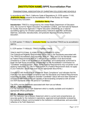 Fillable Online bppe ca Sample Accreditation Plan. Sample Accreditation ...