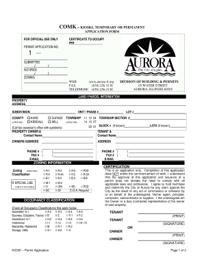 Fillable Online aurora-il COMK KIOSKS, TEMPORARY OR PERMANENT ...