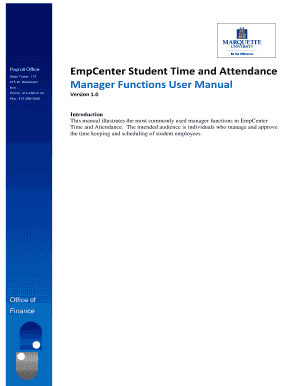 Fillable Online marquette EmpCenter Student Time and Attendance Manager ...