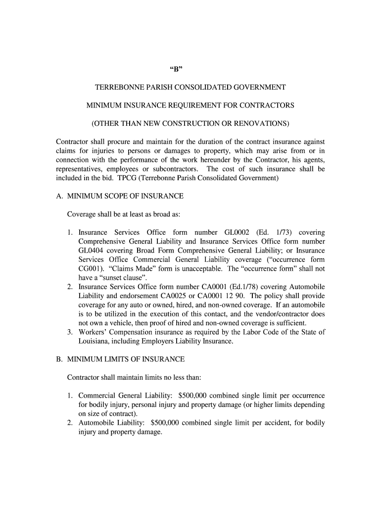 Fillable Online tpcg B TERREBONNE PARISH CONSOLIDATED GOVERNMENT ...