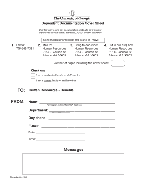 Fillable Online busfin uga Human Resources Benefits Fax Email Print - pdfFiller
