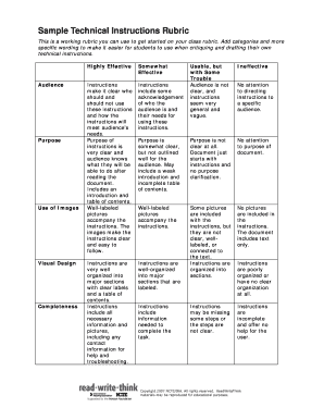 Fillable Online Sample Technical Instructions Rubric Fax Email Print ...
