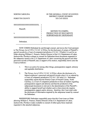 Fillable Online ncbar Motion for Post Office Documents - North Carolina ...