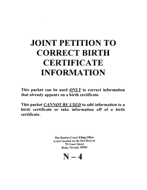 Fillable Online N-4 Joint Petition to Correct Birth Certificate Infopdf ...