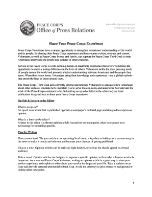 Fillable Online Share Your Peace Corps Experience Fax Email Print ...