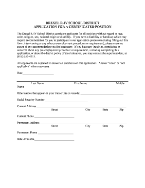 Fillable Online drexel k12 mo Cert application - Drexel R-IV School ...