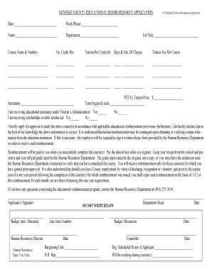 Fillable Online Educational Reimbursement Application ... - Genesee ...