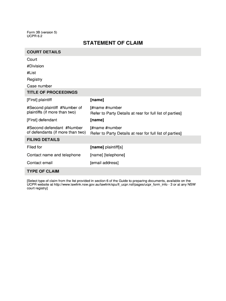 Fillable Online Form 3B (version 5) UCPR 6 Fax Email Print - pdfFiller