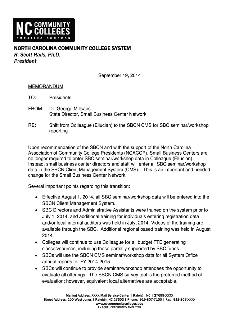 Fillable Online nccommunitycolleges Letterhead Template - North ...
