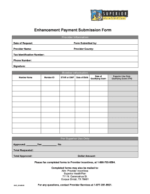Fillable Online Enhancement Payment Submission Form - Superior ...