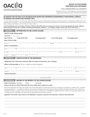 Fillable Online Notice of disclosure - Purchase-sale-exchange - OACIQ ...