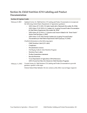 Fillable Online Section 24, Child Nutrition (CN) Labeling and Product ...