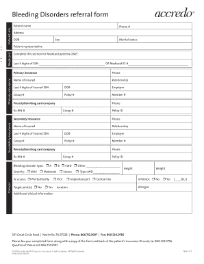 Fillable Online Bleeding Disorders referral form - Accredo Fax Email ...