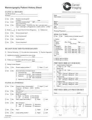 Fillable Online lebonheur Mammography Patient History Sheet - lebonheur ...