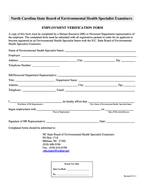 Fillable Online Employment Verification 8-31-11.pdf - north carolina ...