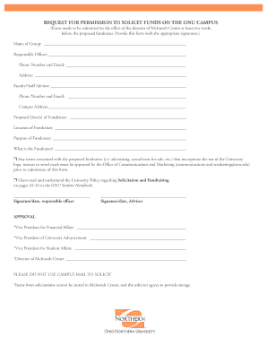 Fillable Online onu Soliciting and Fundraising Policy and Permission ...